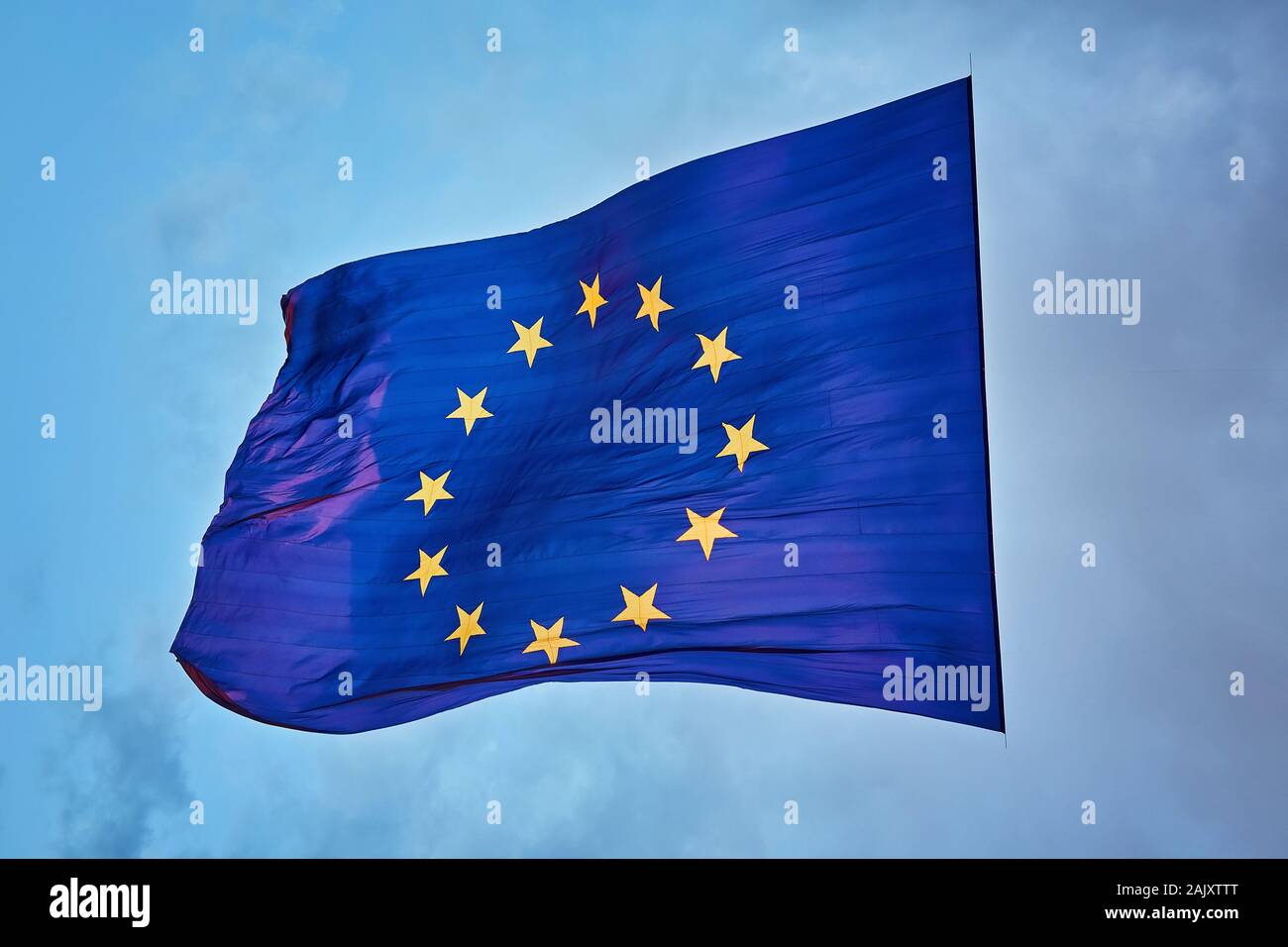 The world's largest flag of the European Union in the sky, during ...