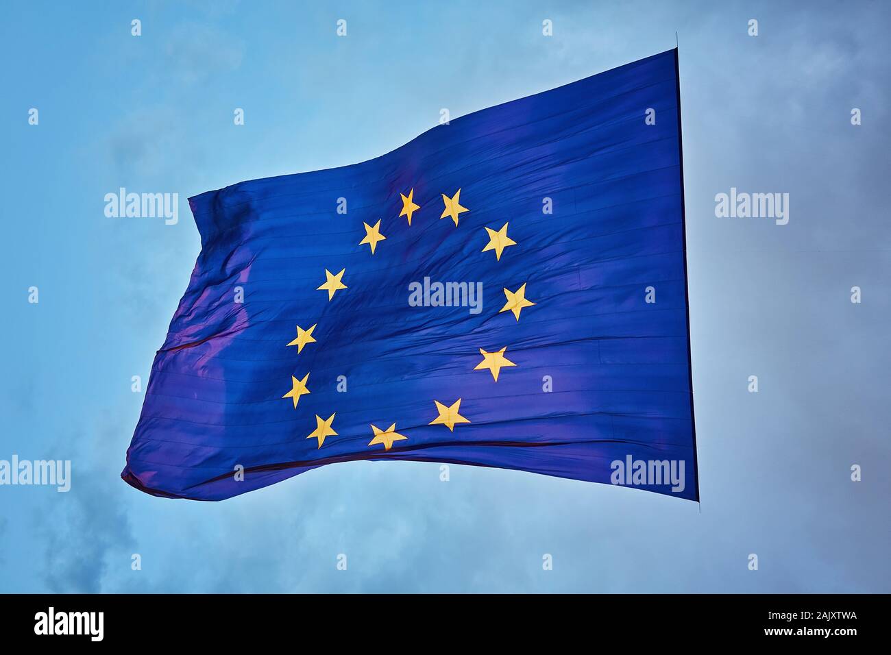 The world's largest flag of the European Union in the sky, during ...
