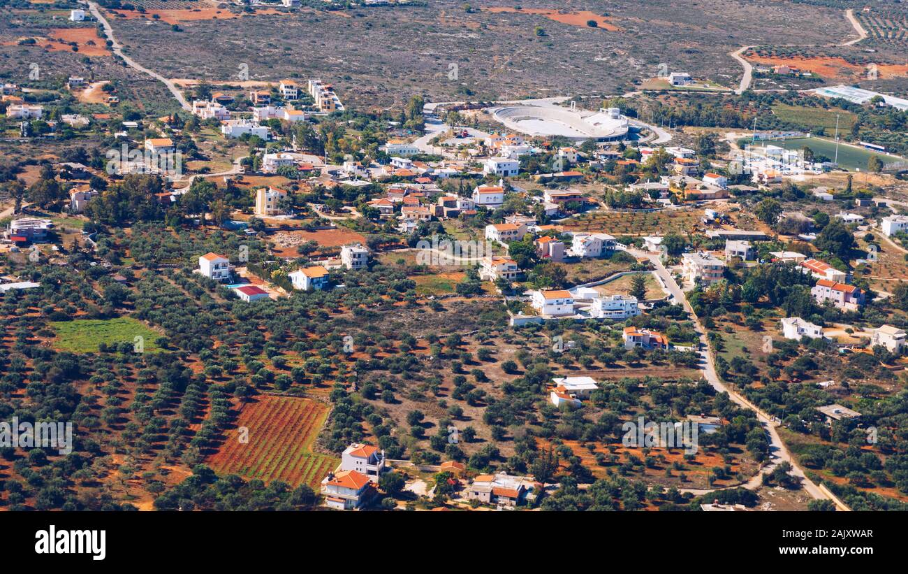 Crete island. Beautiful view of the Crete island Greece from the plane ...
