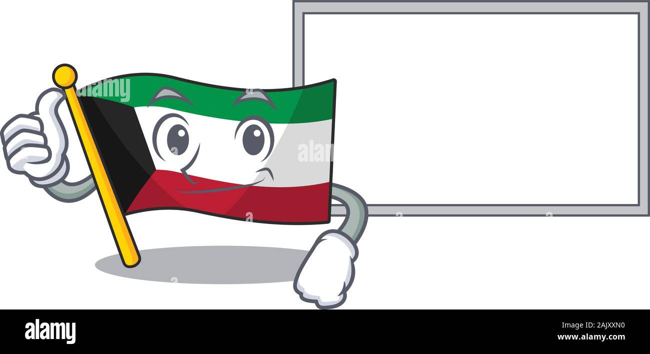 Thumbs up of flag kuwait cartoon design with board Stock Vector Image ...