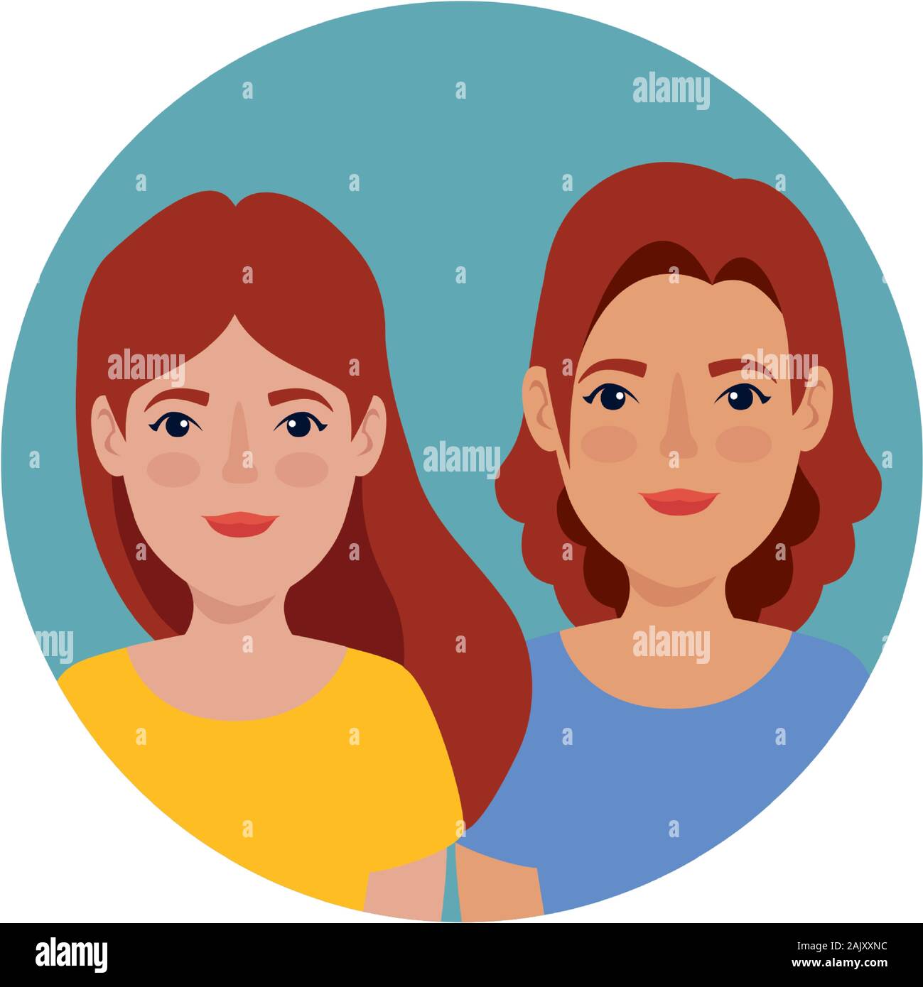 beautiful women with red hair in frame circular avatar character Stock ...