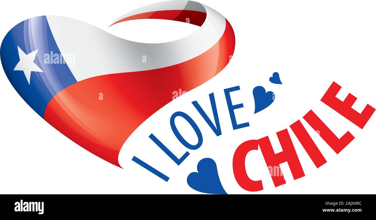The national flag of the Chile and the inscription I love Chile. Vector ...