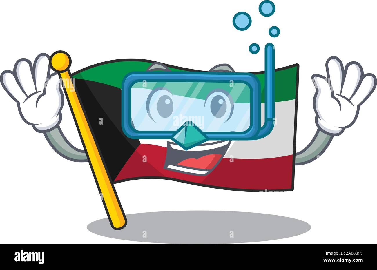 cartoon character of flag kuwait wearing Diving glasses Stock Vector ...