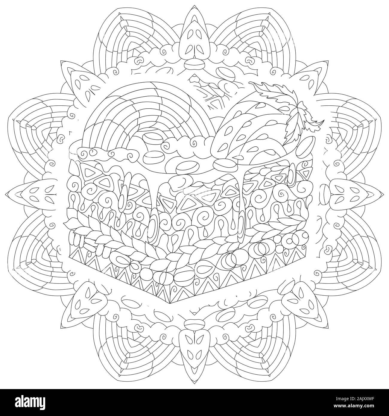 Decorative cake pattern on a patterned round substrate Stock Vector ...