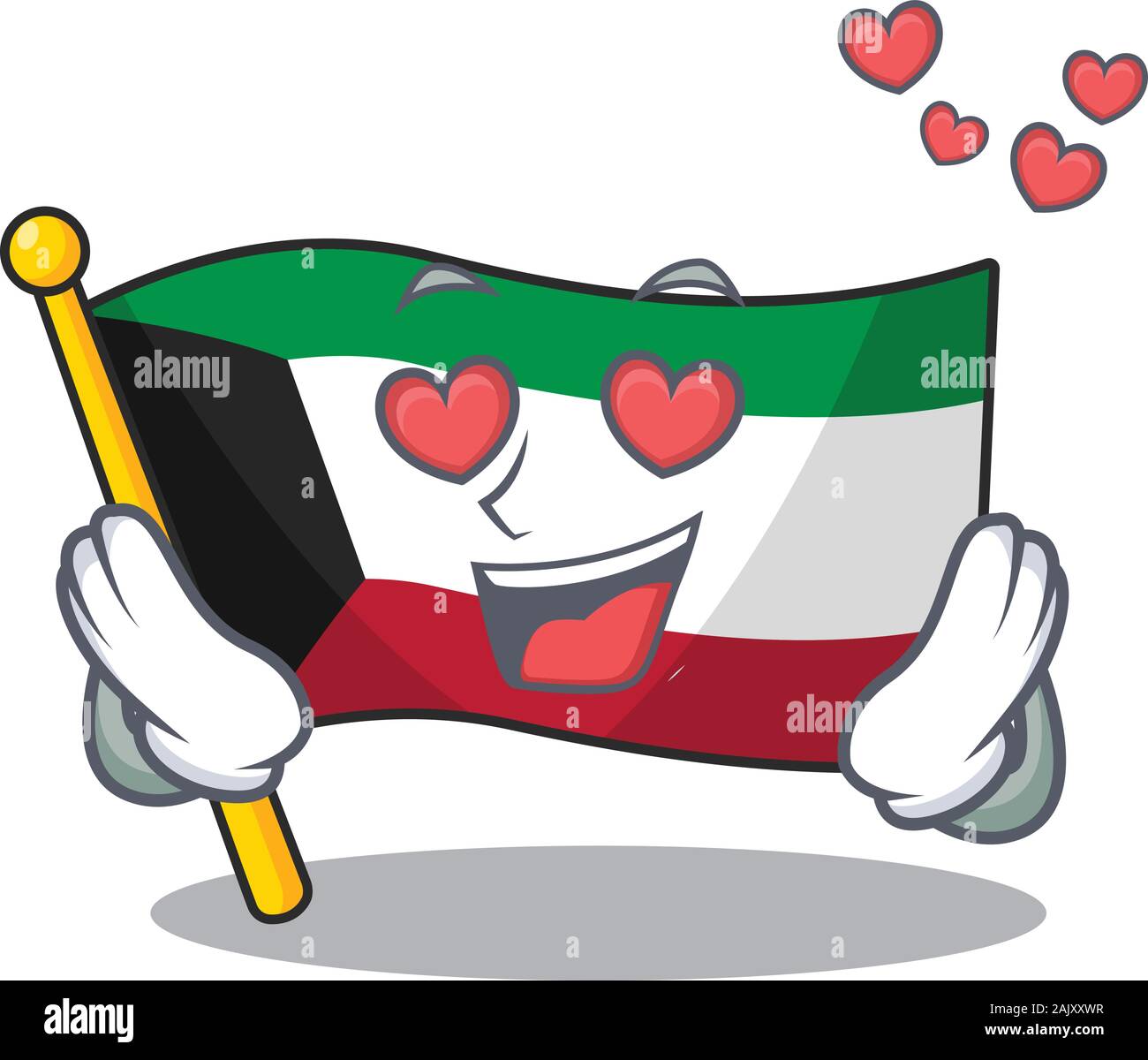 falling in love cute flag kuwait cartoon character design Stock Vector ...