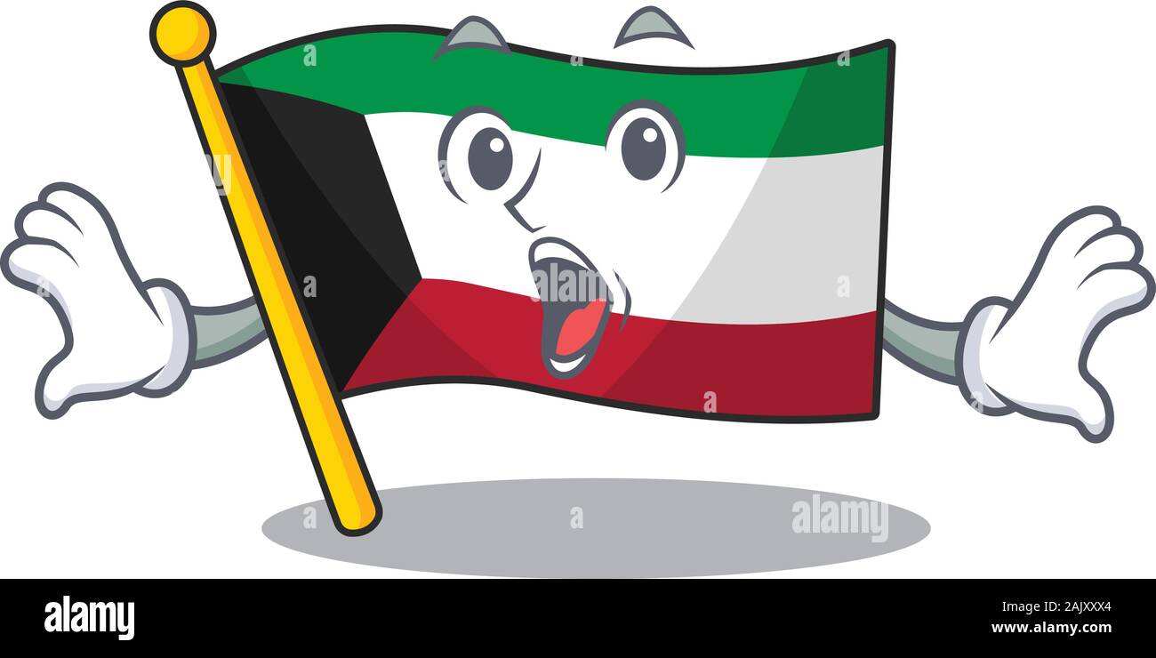 Flag kuwait cartoon character design on a surprised gesture Stock ...