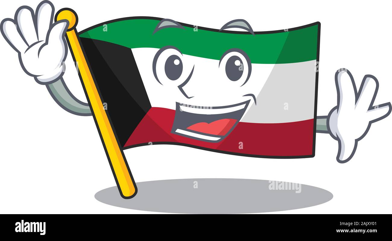 Waving friendly flag kuwait cartoon character design Stock Vector Image ...
