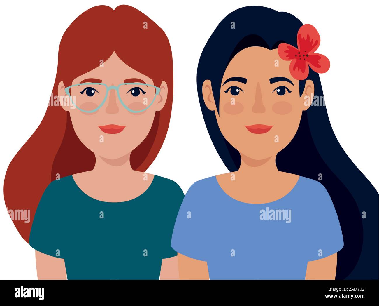 beautiful women in frame circular avatar character Stock Vector Image ...