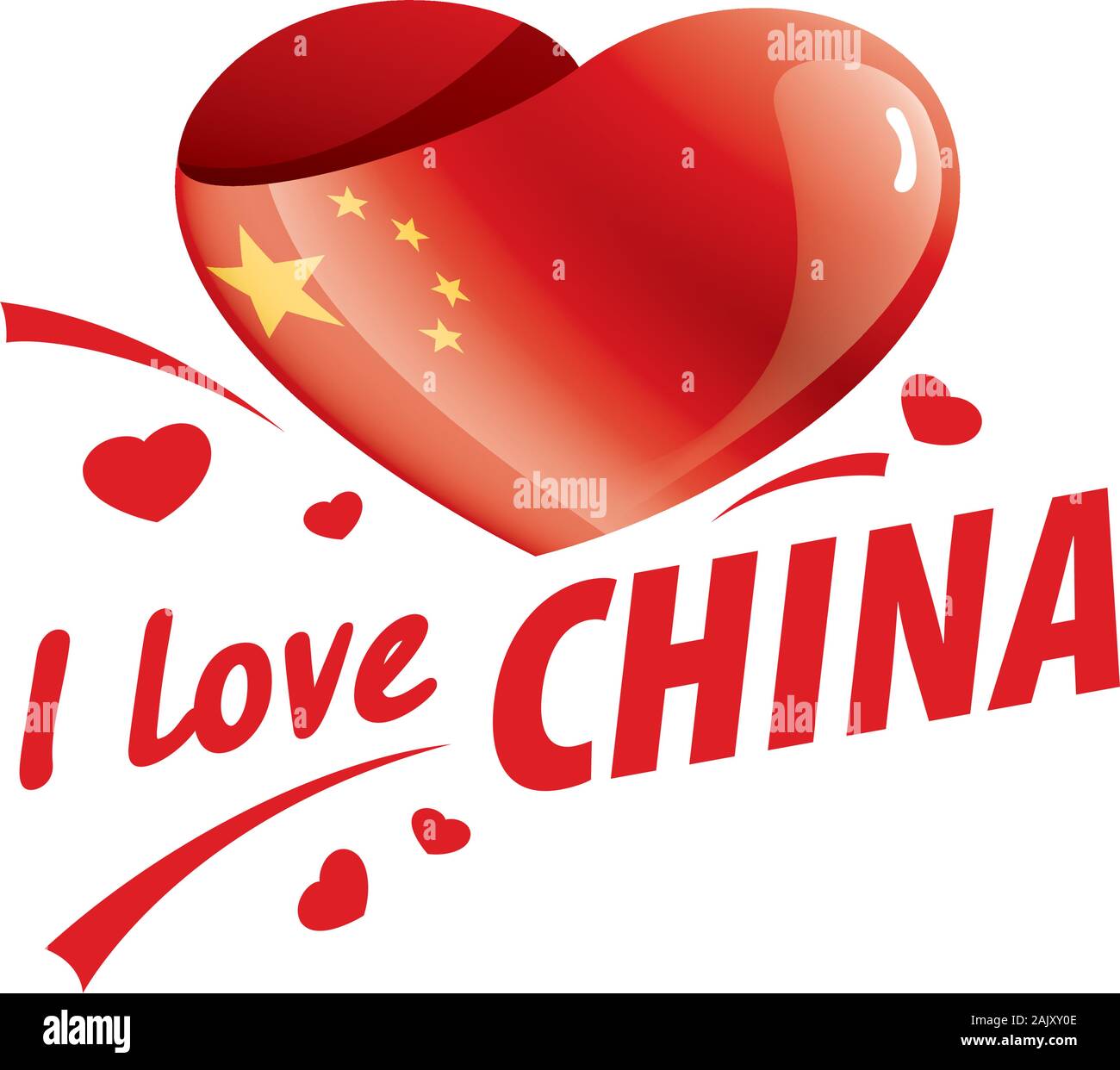 The national flag of the China and the inscription I love China. Vector ...