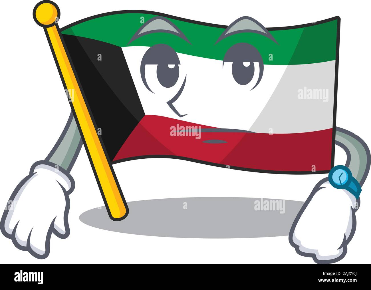 cartoon character design of flag kuwait on a waiting gesture Stock ...