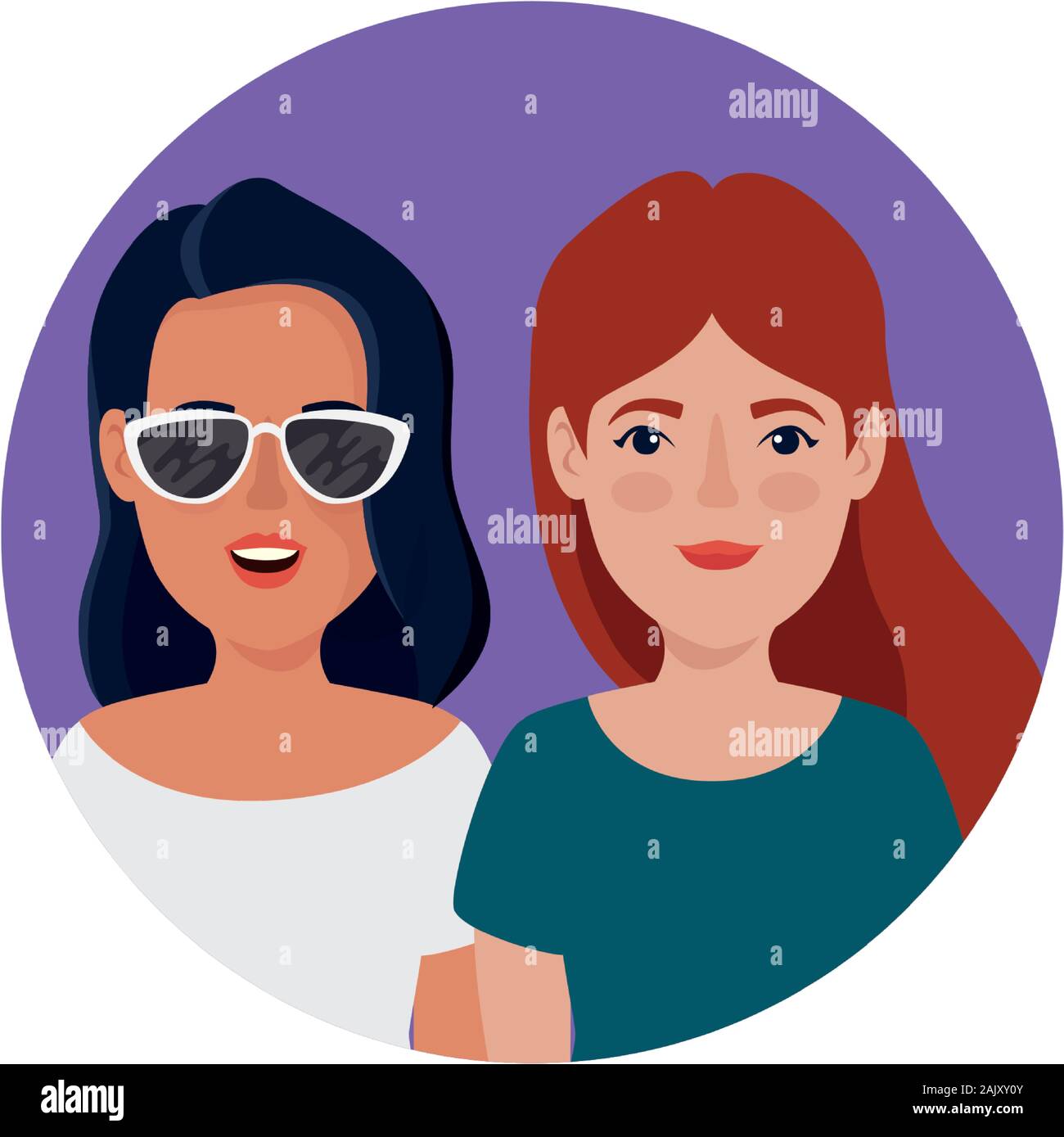 beautiful women in frame circular avatar character Stock Vector Image ...