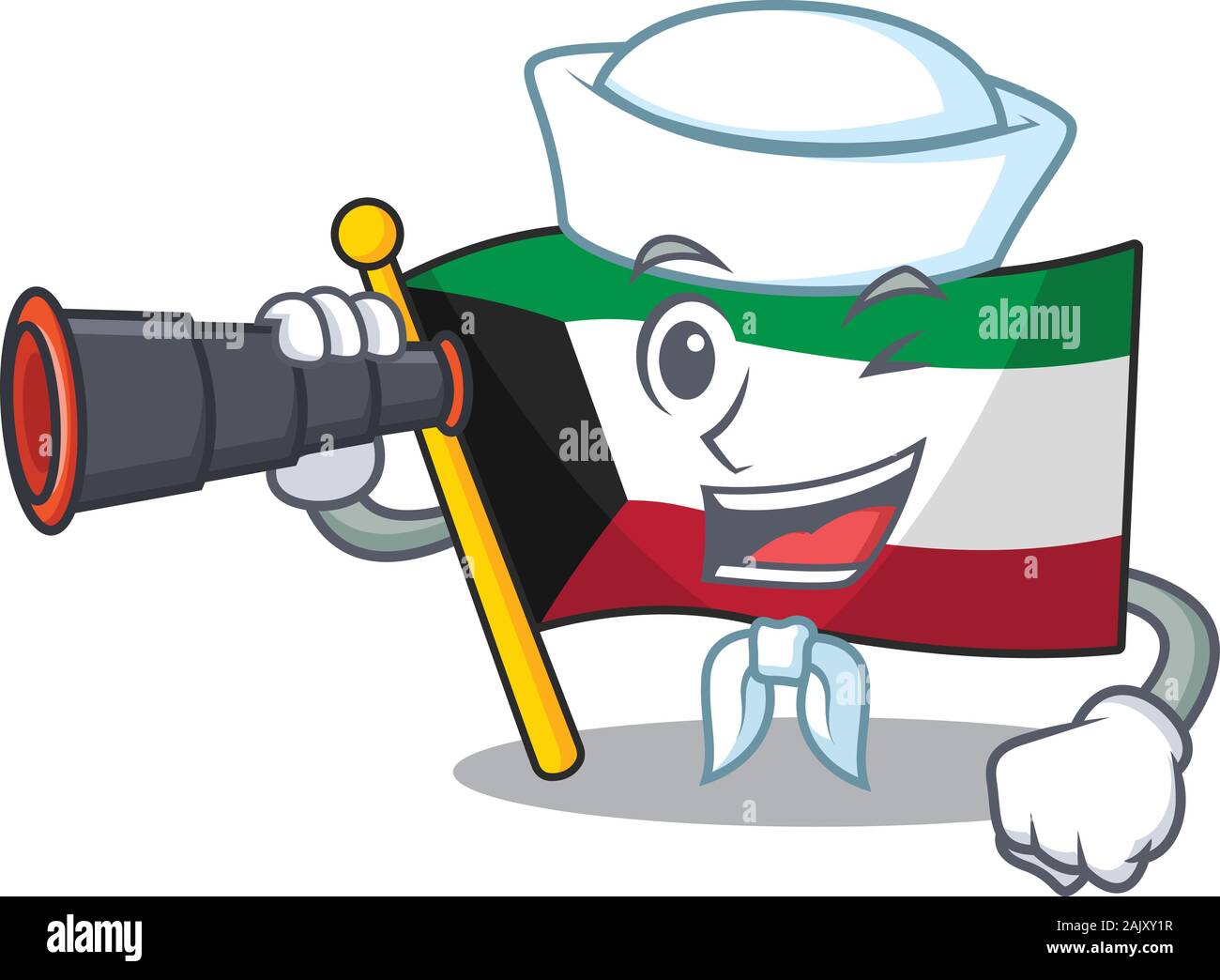 Flag kuwait cartoon happy Sailor style with binocular Stock Vector ...