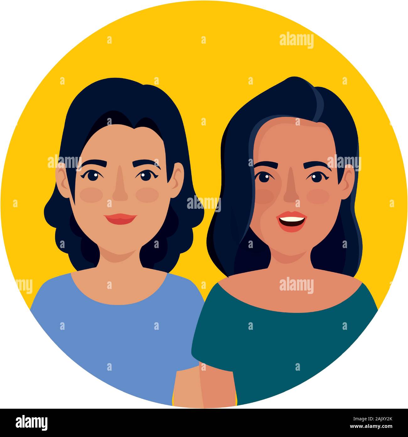 Group beautiful young women in Stock Vector Images - Alamy