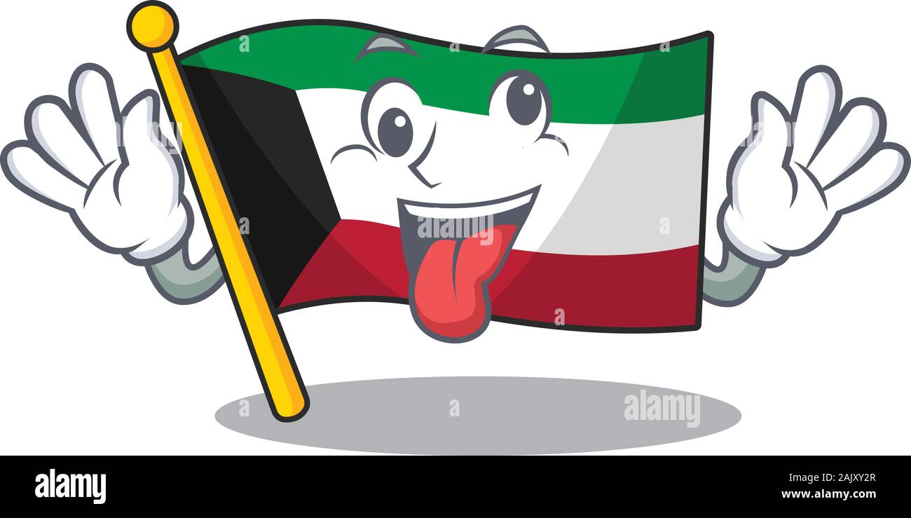 Flag kuwait Cartoon character style with a crazy face Stock Vector ...