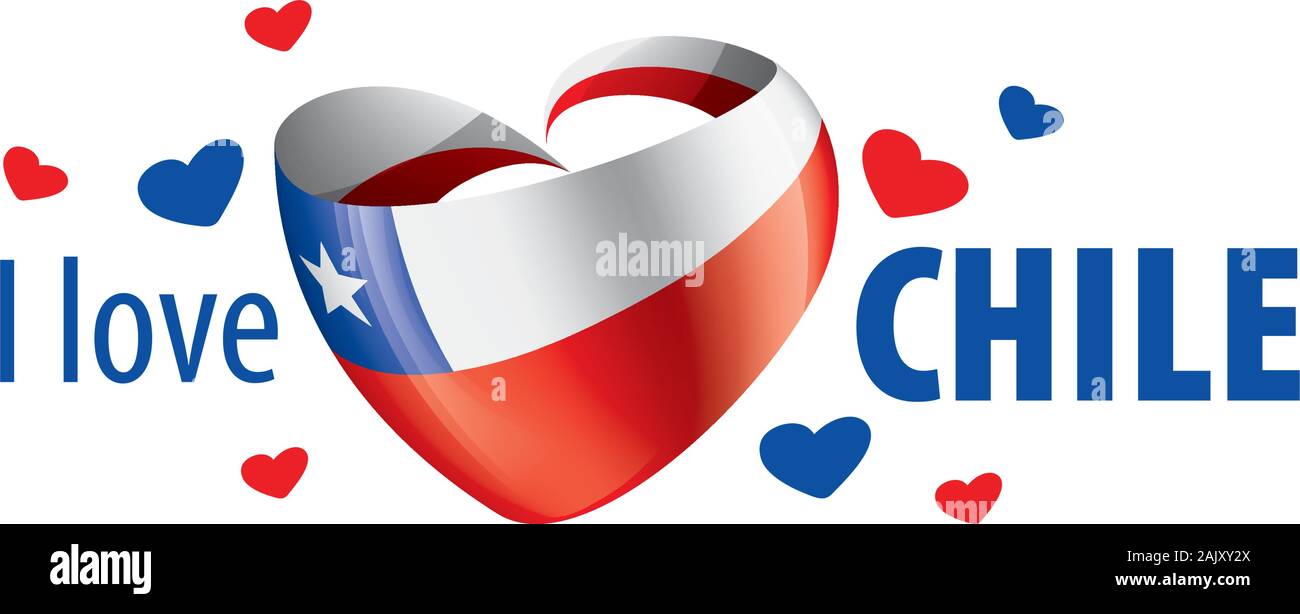 The national flag of the Chile and the inscription I love Chile. Vector ...