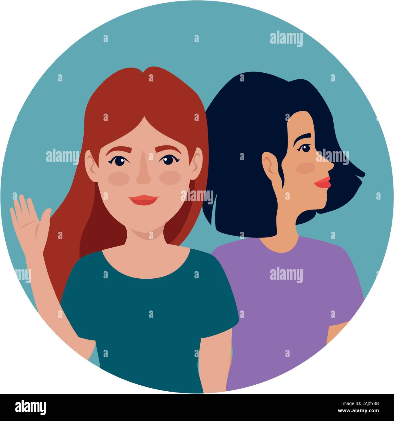 Group beautiful young women in Stock Vector Images - Alamy