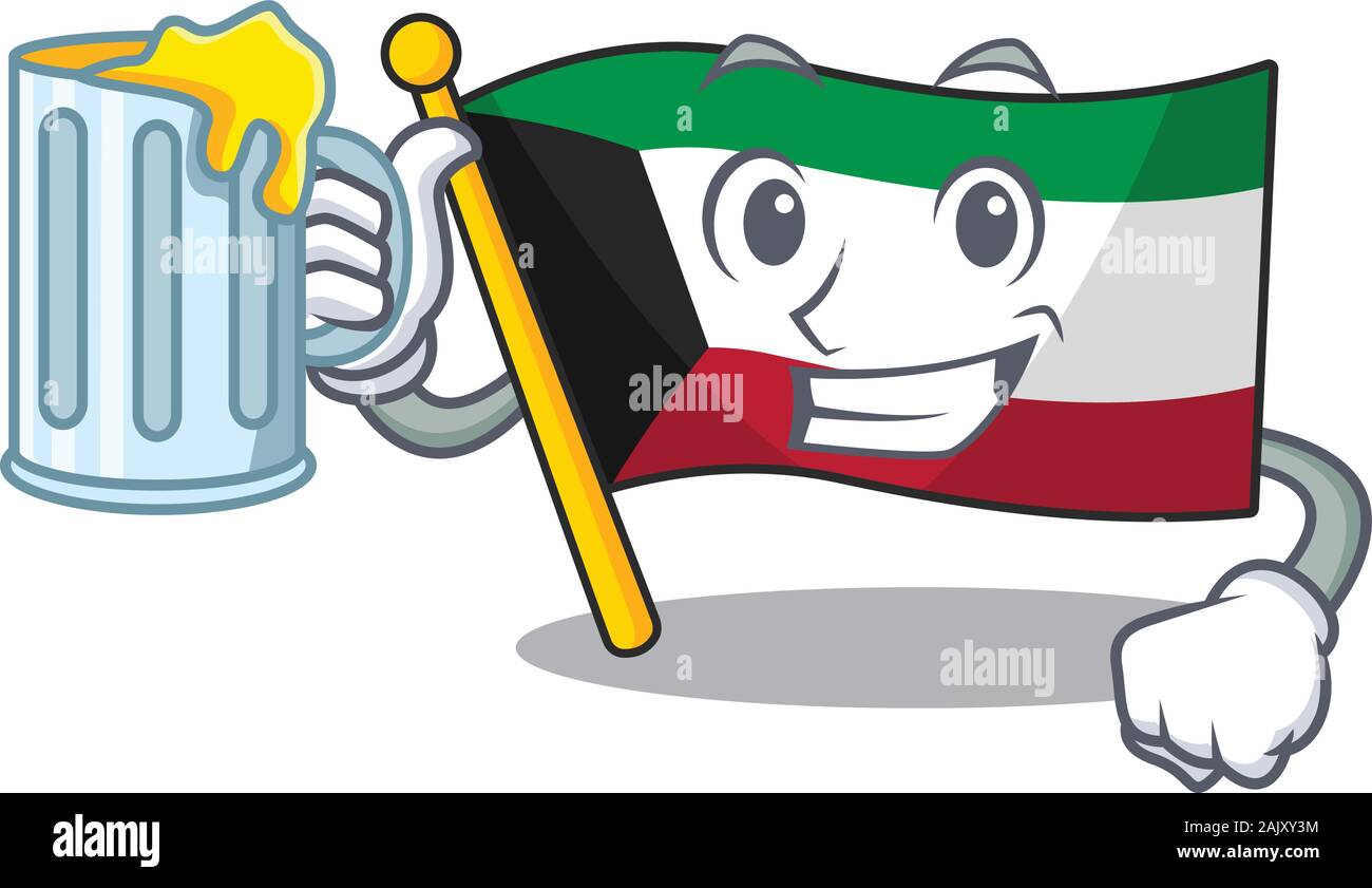 Happy flag kuwait mascot design with a big glass Stock Vector Image ...