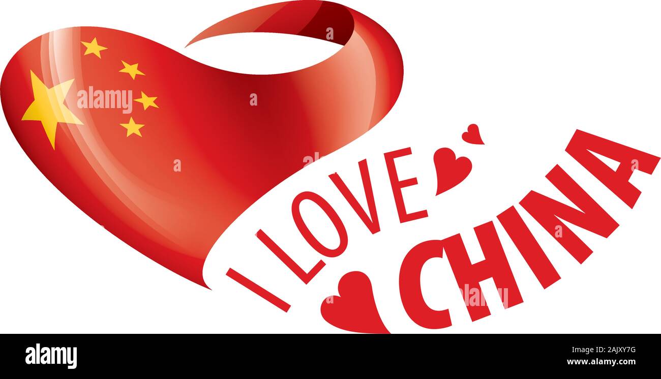 The national flag of the China and the inscription I love China. Vector ...