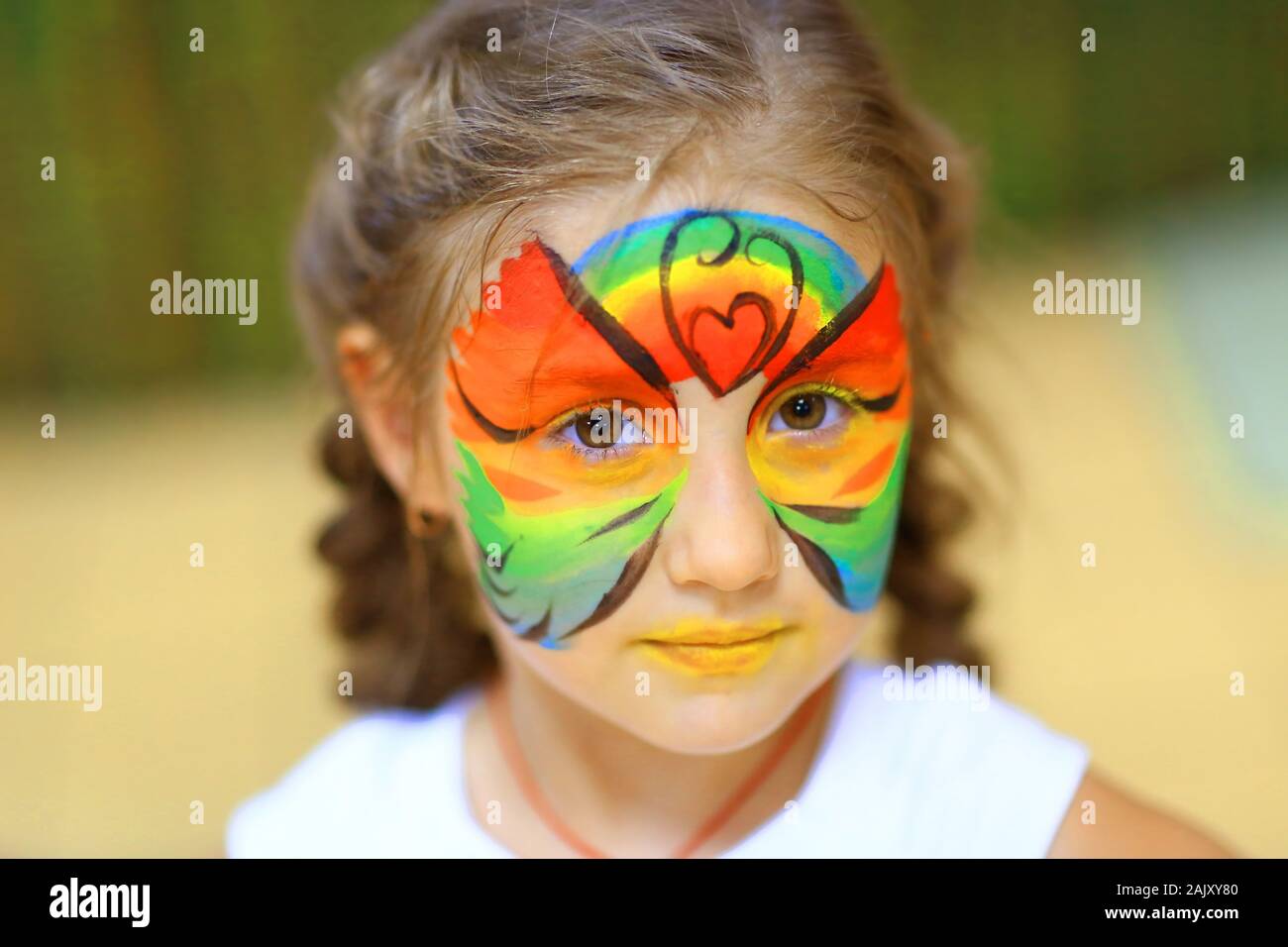 close up. little girl with animated makeup Stock Photo - Alamy