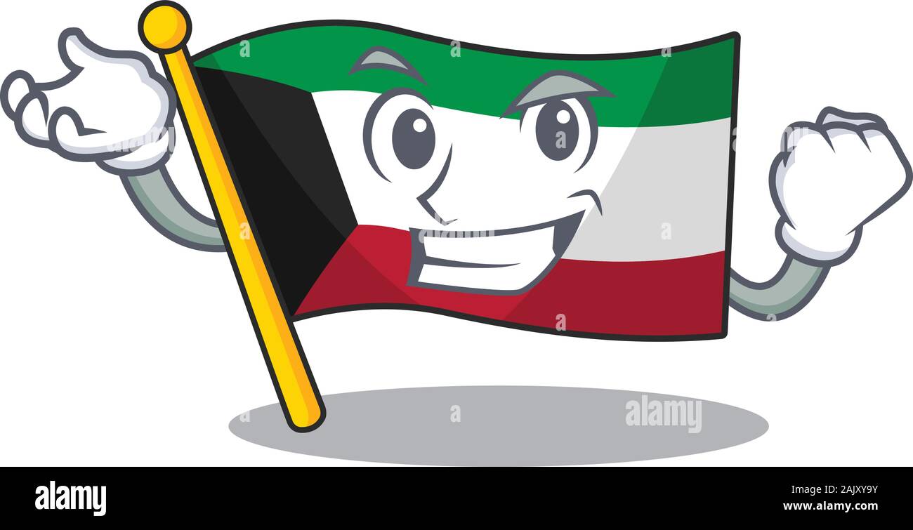 Happy confident Successful flag kuwait cartoon character style Stock ...