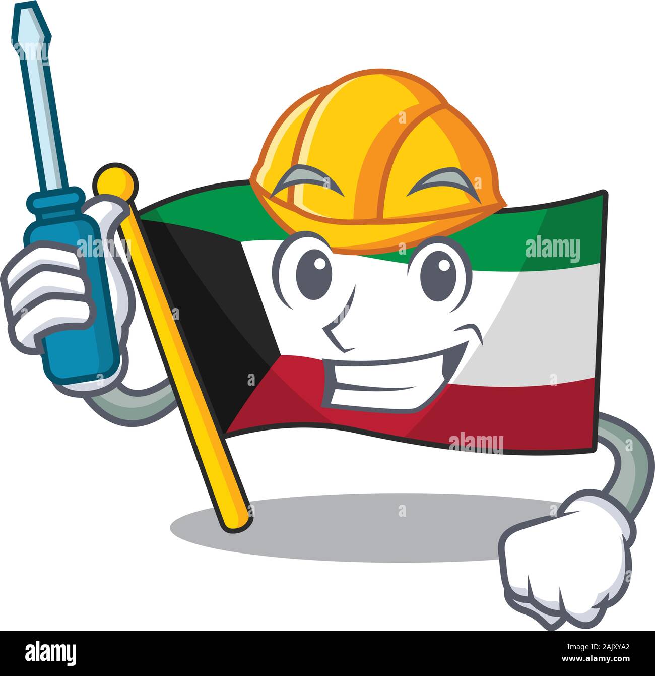 Cool automotive flag kuwait in cartoon character style Stock Vector ...