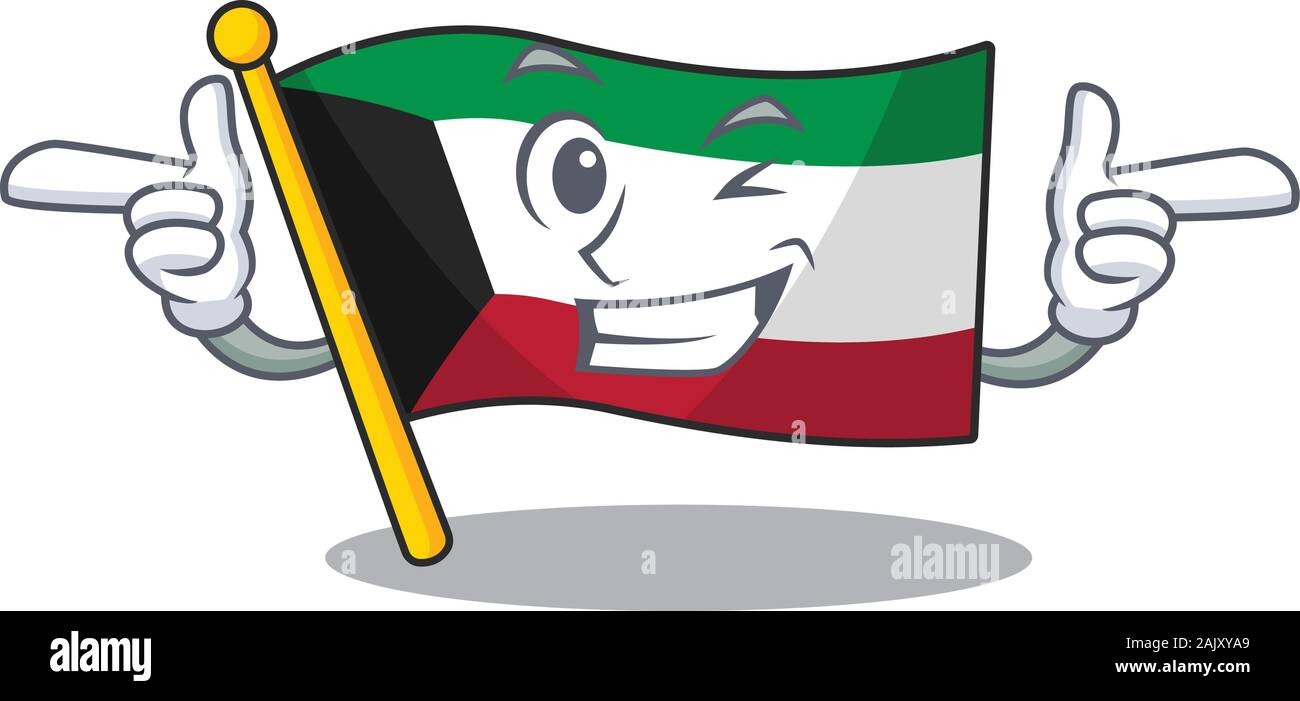 mascot cartoon design of flag kuwait with Wink eye Stock Vector Image ...