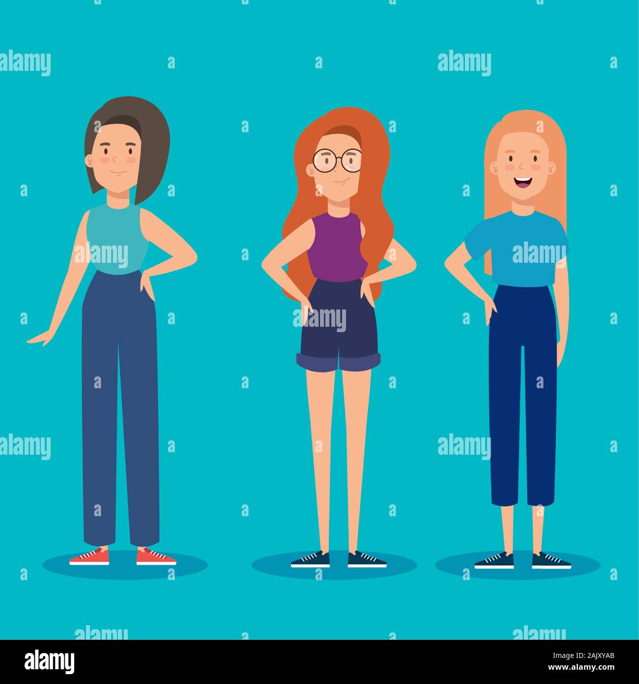 group of young women avatar characters Stock Vector Image & Art - Alamy