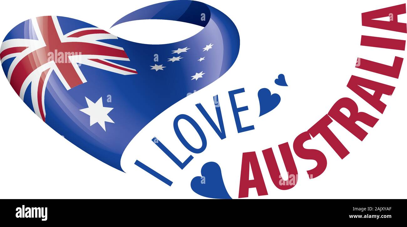 The national flag of the Australia and the inscription I love Australia ...