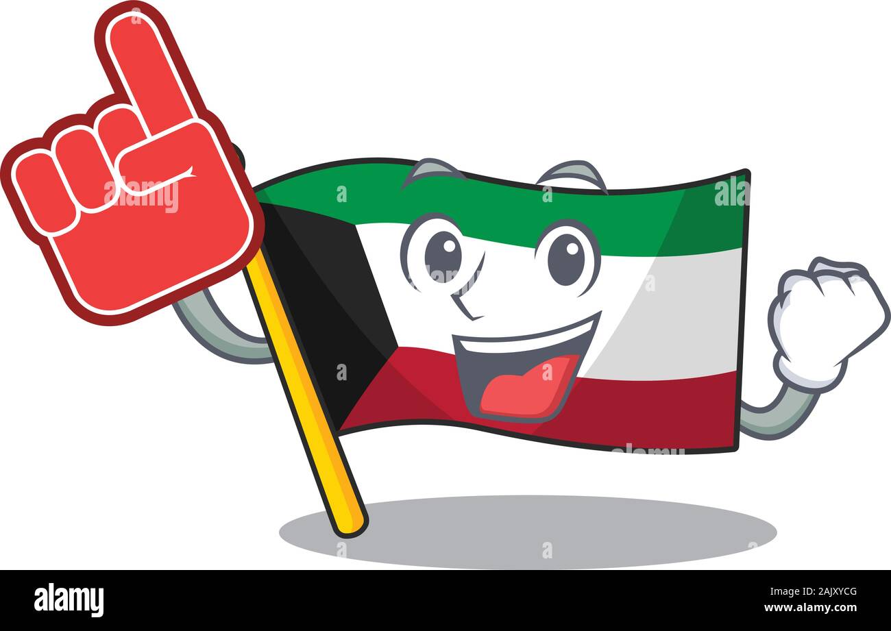 Flag kuwait mascot cartoon style holding a Foam finger Stock Vector ...