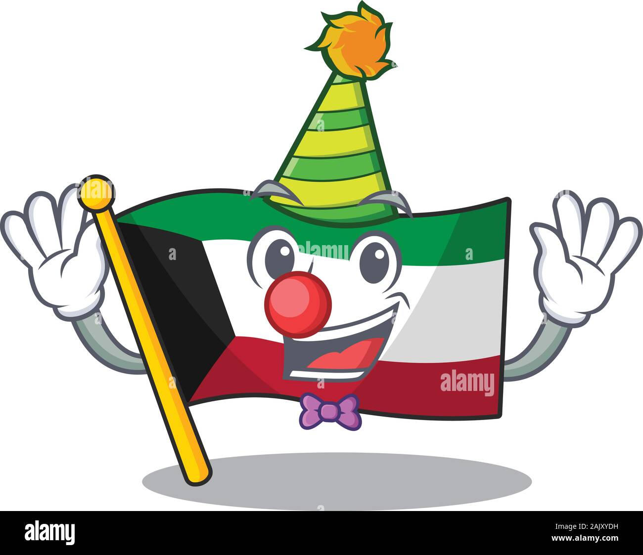 Funny Clown flag kuwait cartoon character mascot design Stock Vector ...
