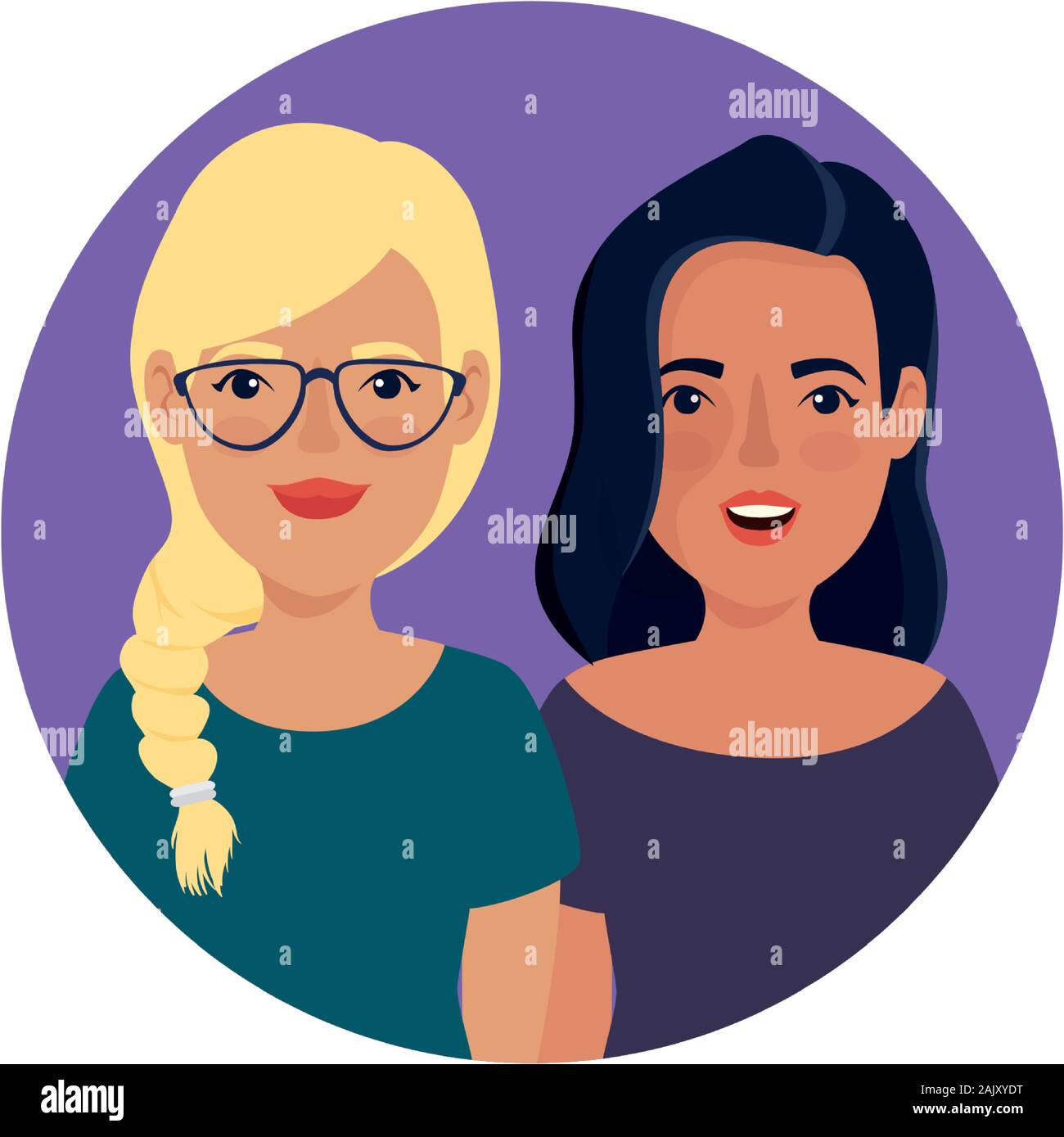 beautiful women in frame circular avatar character Stock Vector Image ...