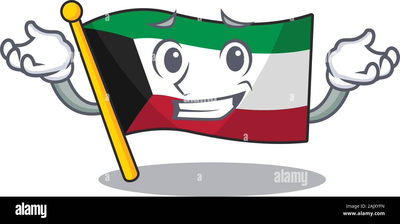 Super Funny Grinning flag kuwait mascot cartoon style Stock Vector ...