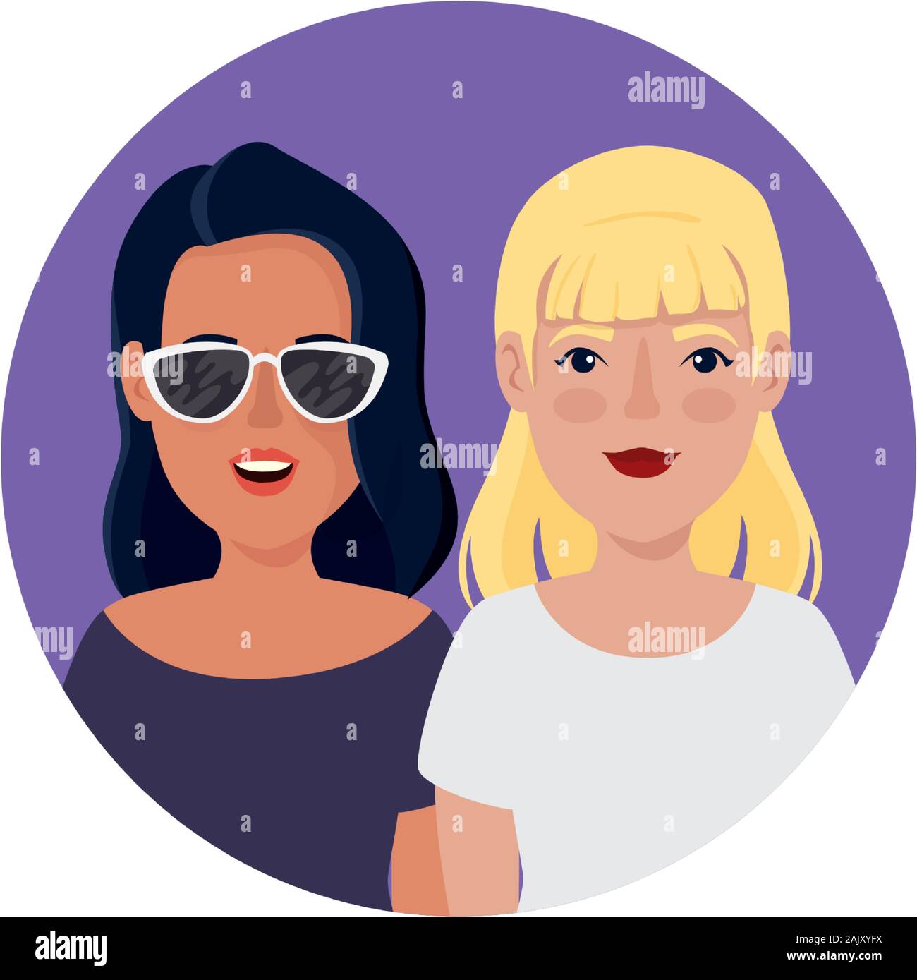 beautiful women in frame circular avatar character Stock Vector Image ...