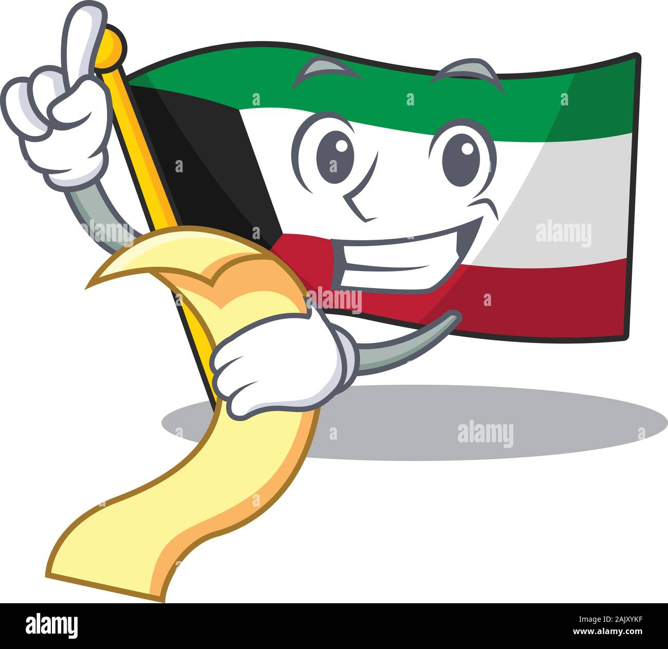 A funny cartoon character of flag kuwait with a menu Stock Vector Image ...