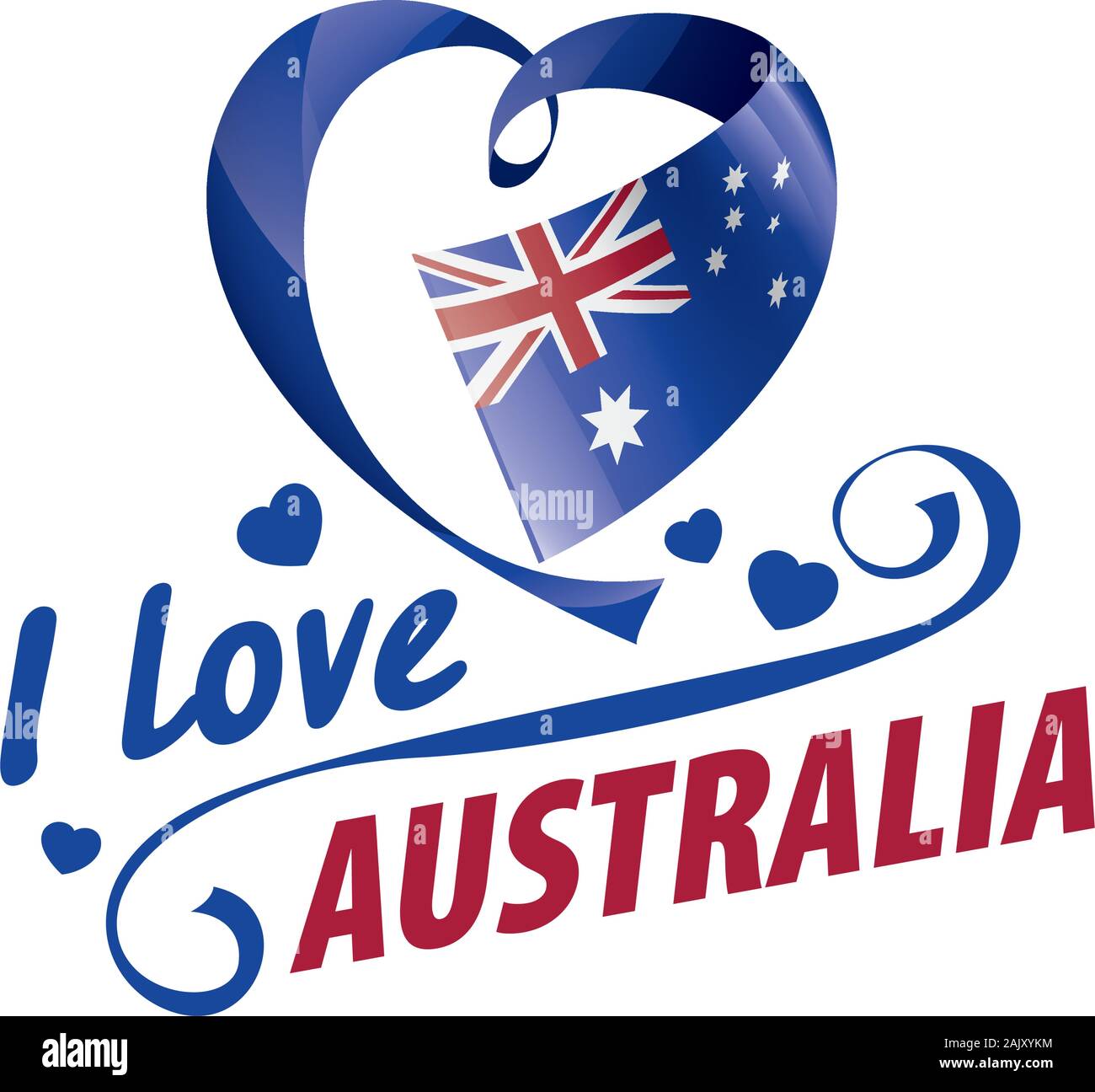 The national flag of the Australia and the inscription I love Australia ...