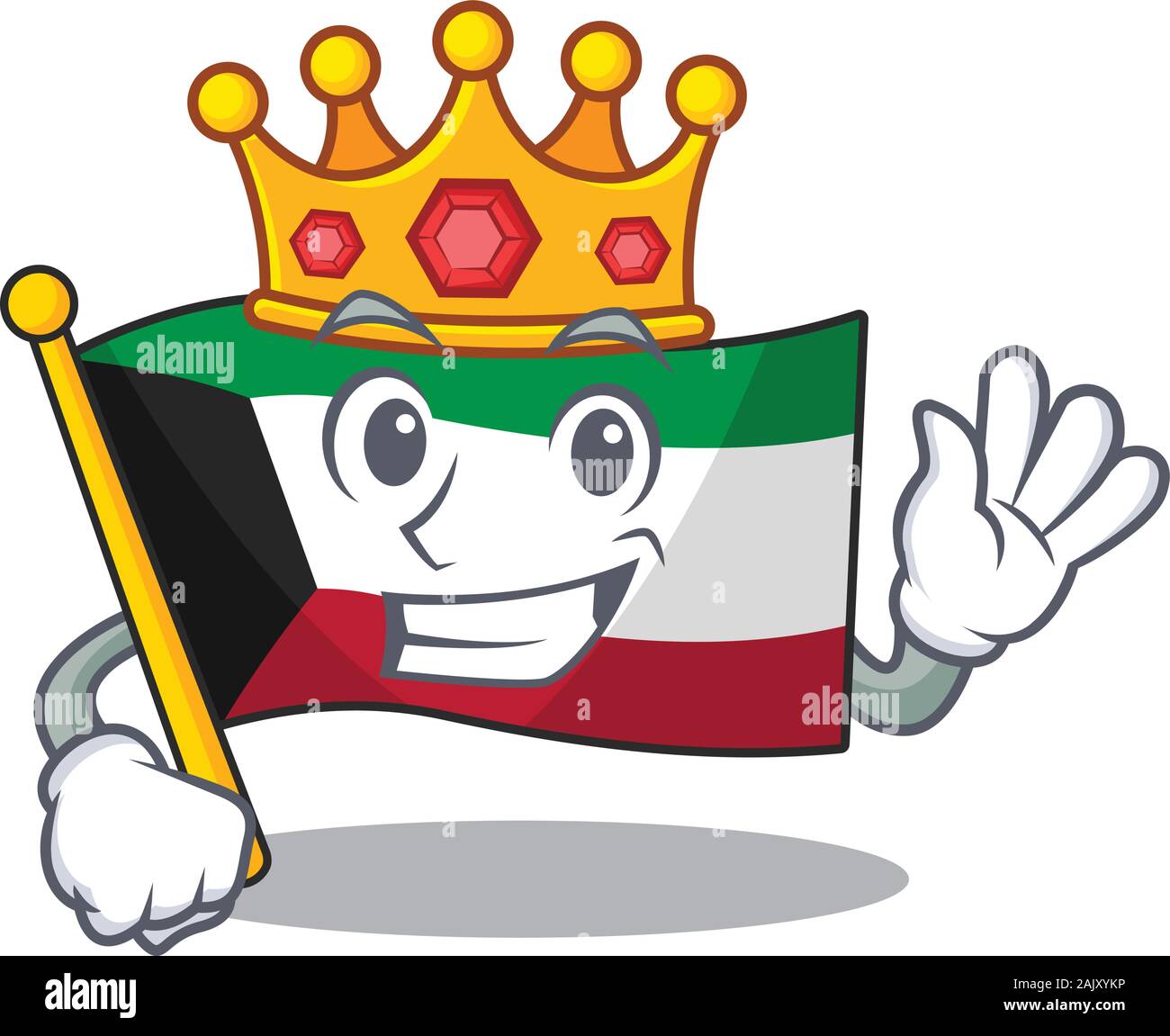 A stunning of flag kuwait stylized of King on cartoon mascot style ...