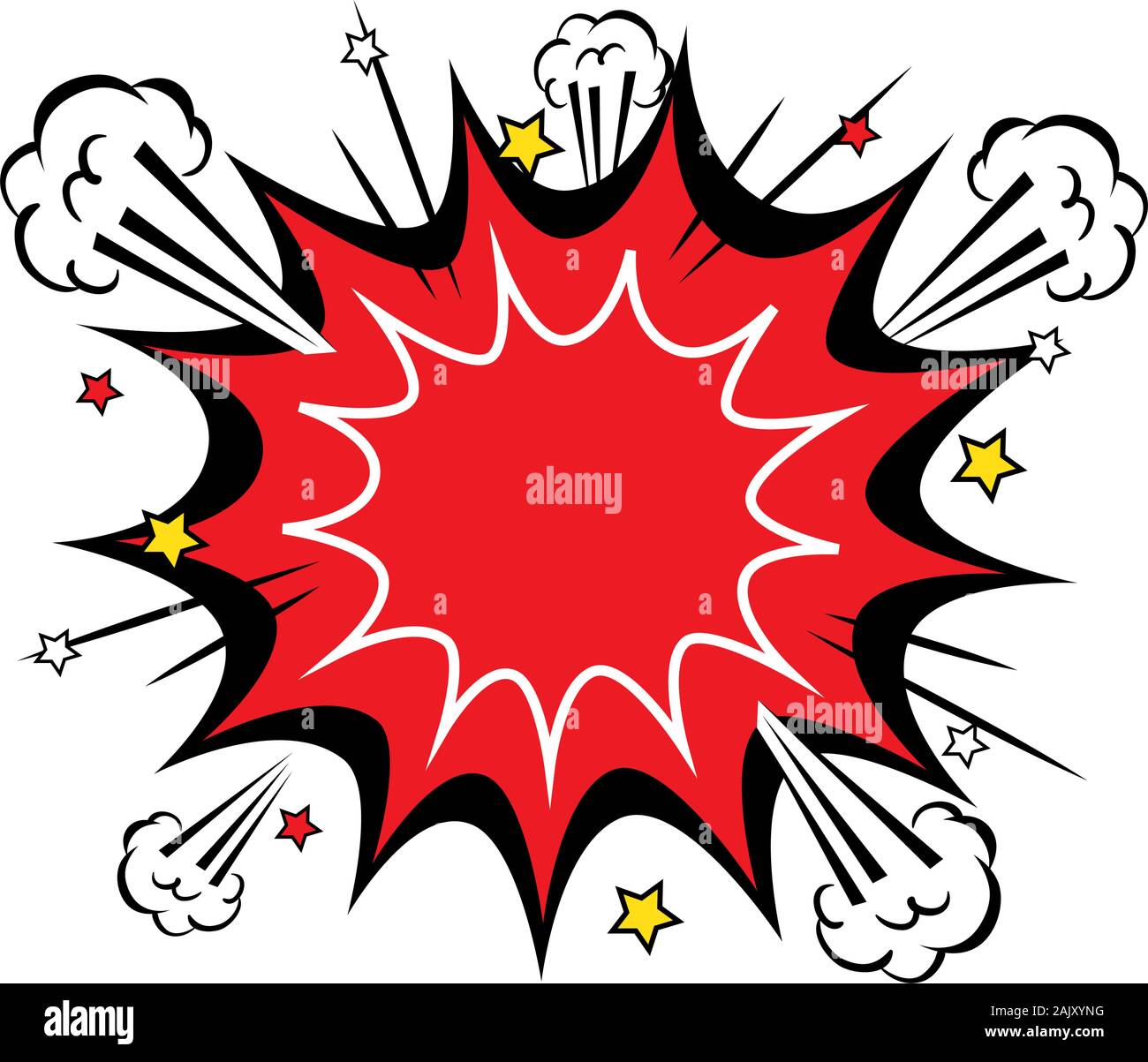 explosion red color with stars pop art style icon Stock Vector Image ...