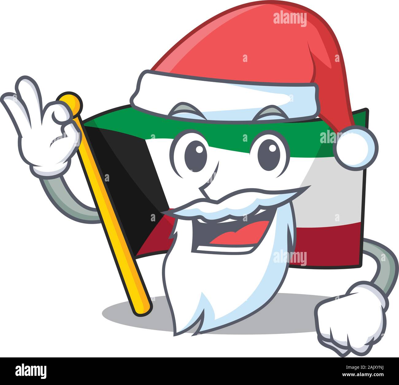 A picture of Santa flag kuwait mascot picture style with ok finger ...