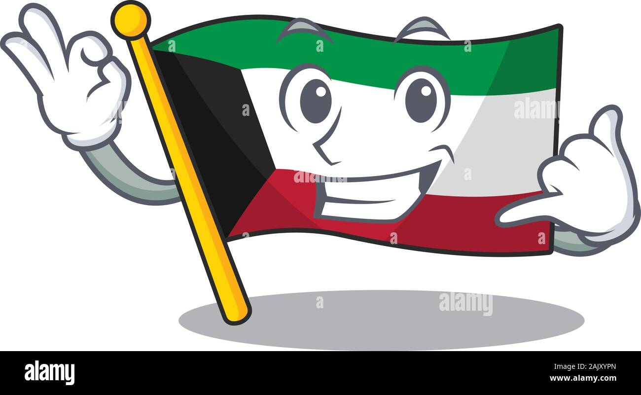 Call me funny flag kuwait mascot picture style Stock Vector Image & Art ...