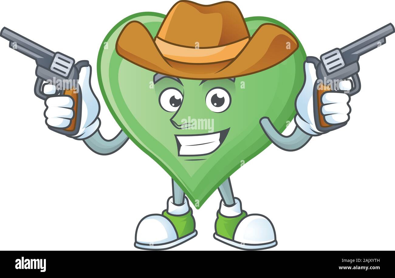 Confident green love Cowboy cartoon character holding guns Stock Vector ...