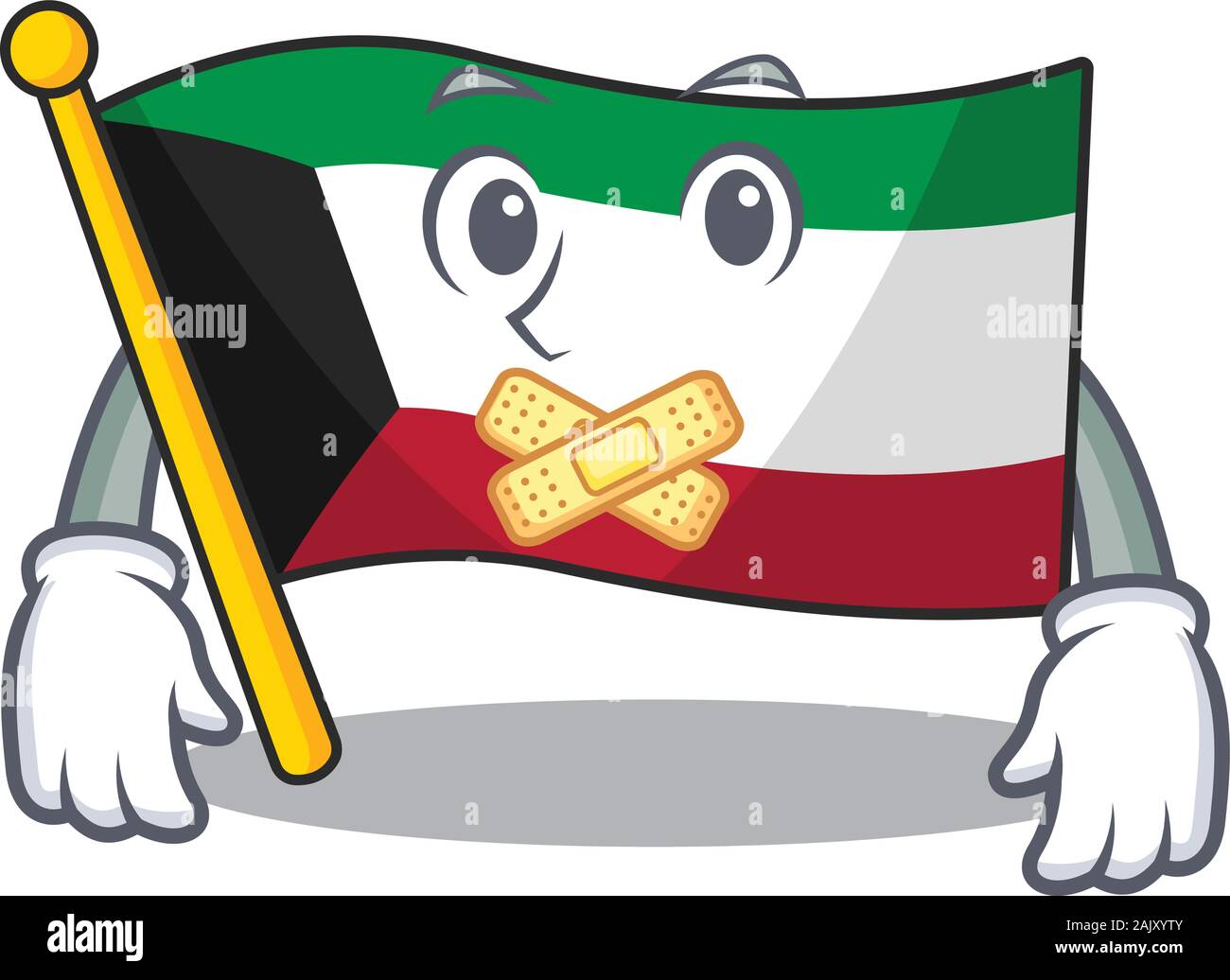 a silent gesture of flag kuwait mascot cartoon character design Stock ...