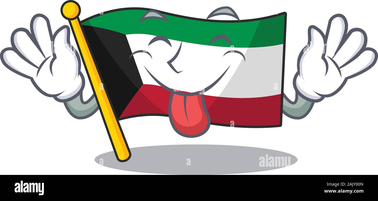 Cute flag kuwait cartoon mascot style with Tongue out Stock Vector ...