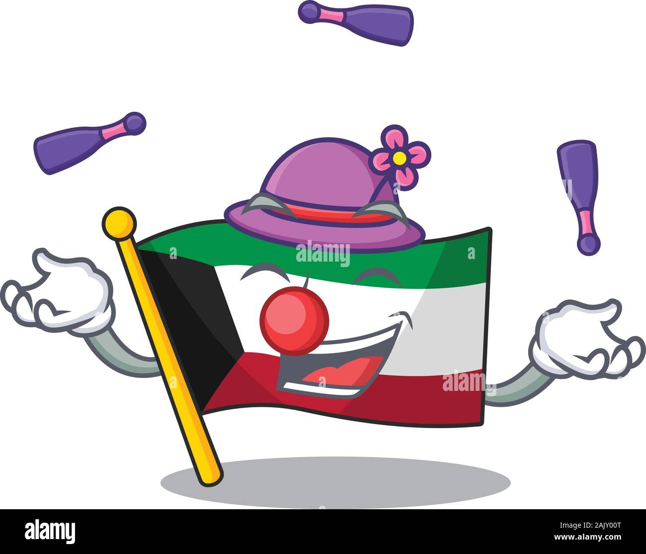 Smart flag kuwait cartoon character design playing Juggling Stock ...
