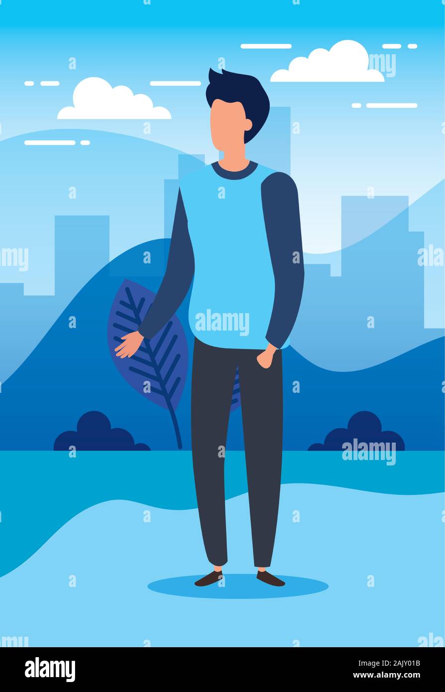 young man in park nature characters Stock Vector Image & Art - Alamy