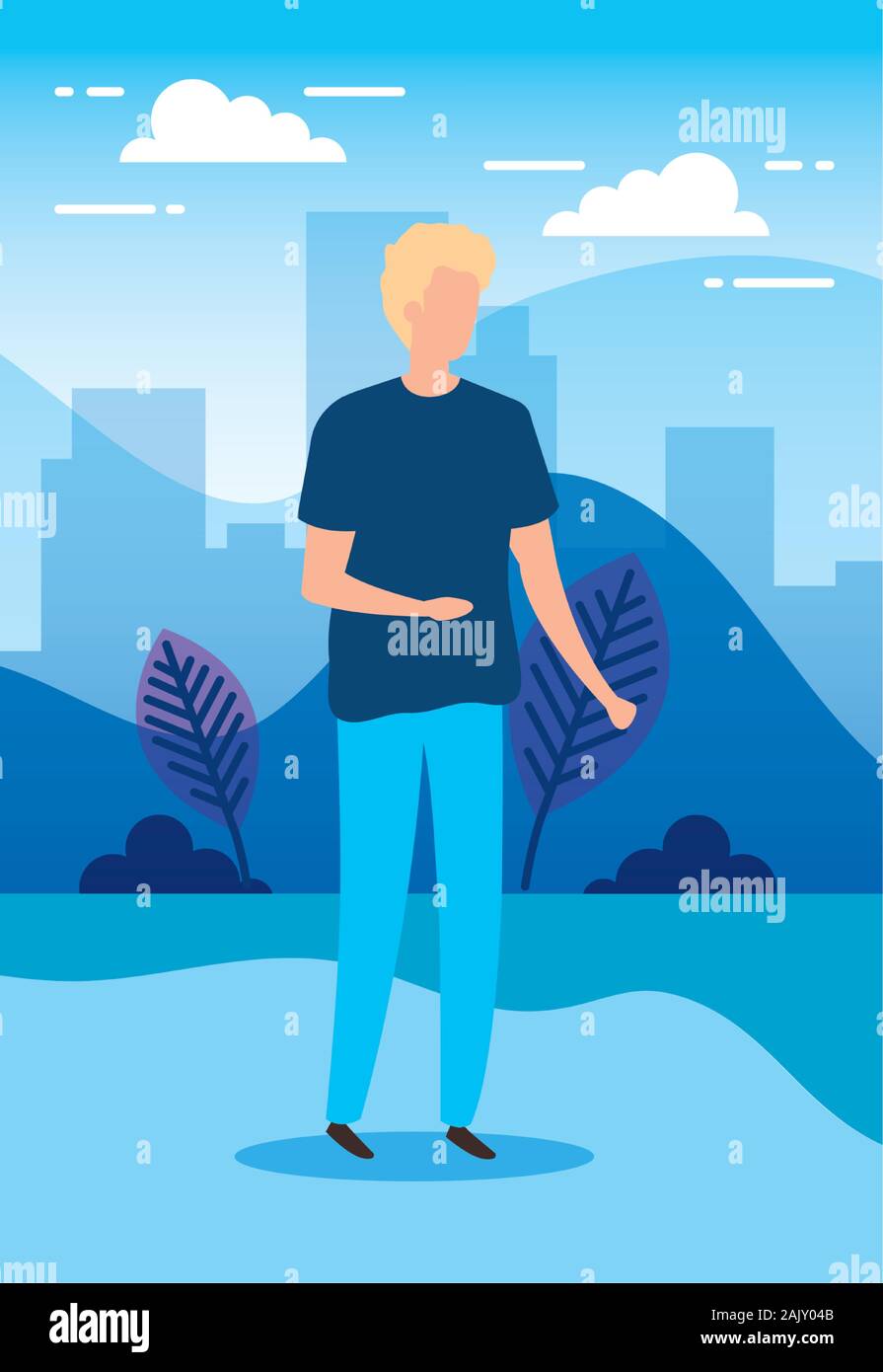 young man in park nature characters Stock Vector Image & Art - Alamy