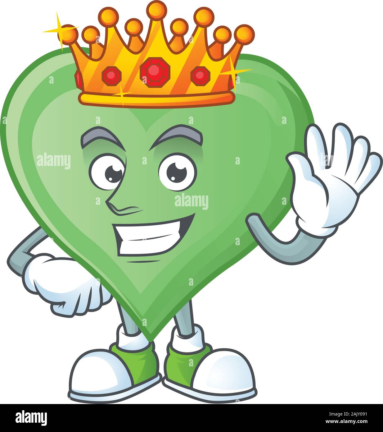 A stunning of green love stylized of King on cartoon mascot style Stock ...
