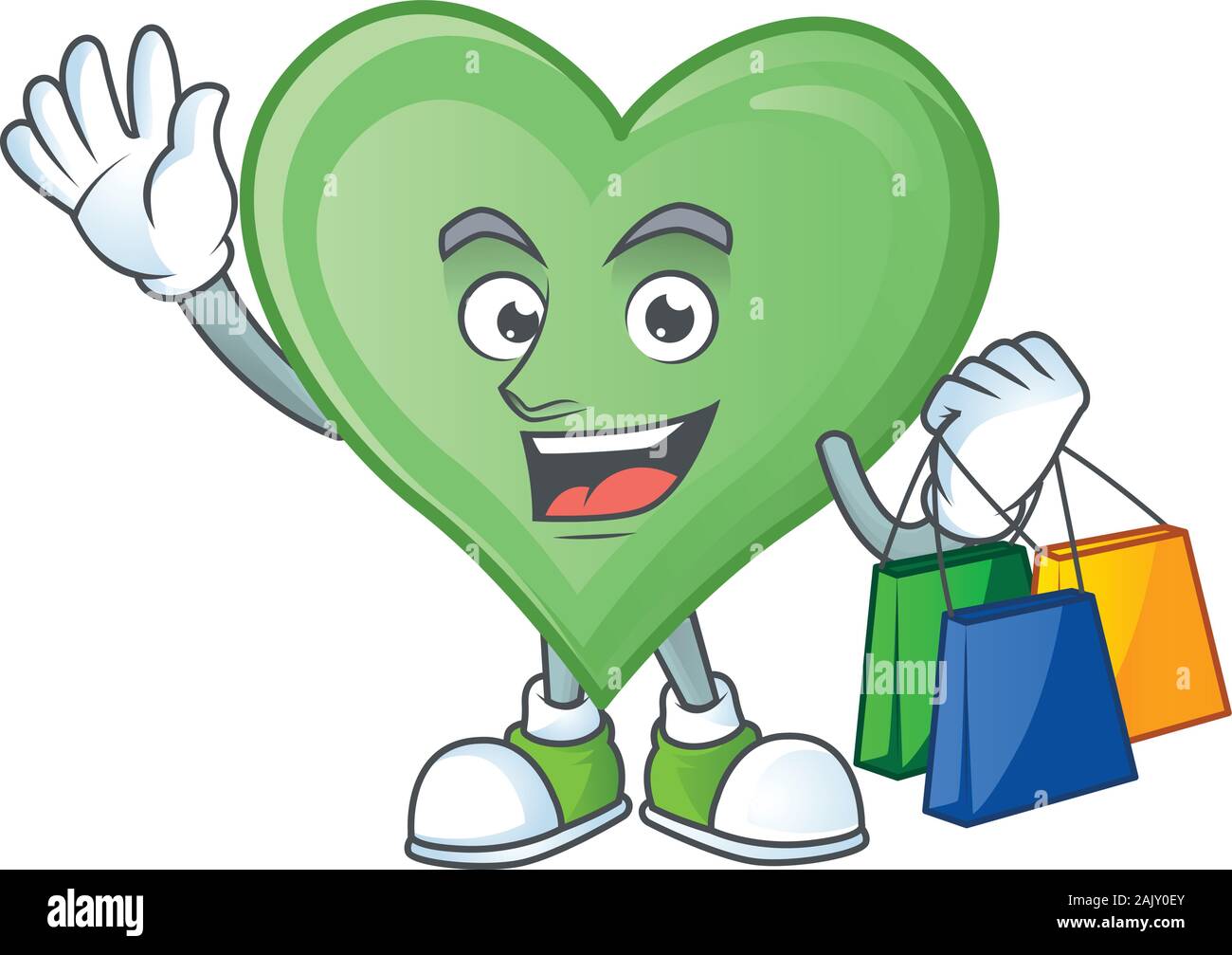 Happy green shopping bag cartoon Cut Out Stock Images & Pictures - Alamy