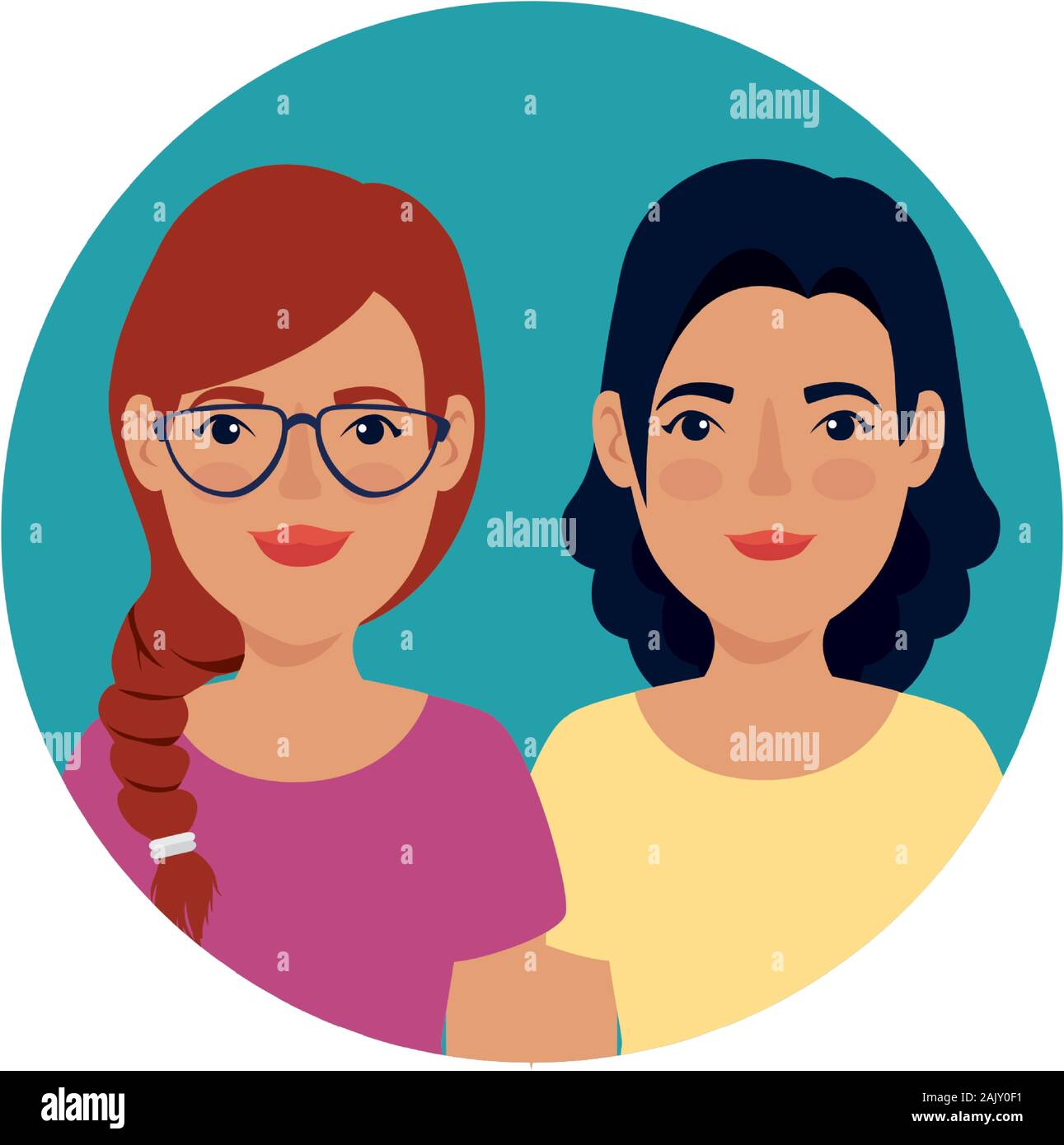 beautiful women in frame circular avatar character Stock Vector Image ...