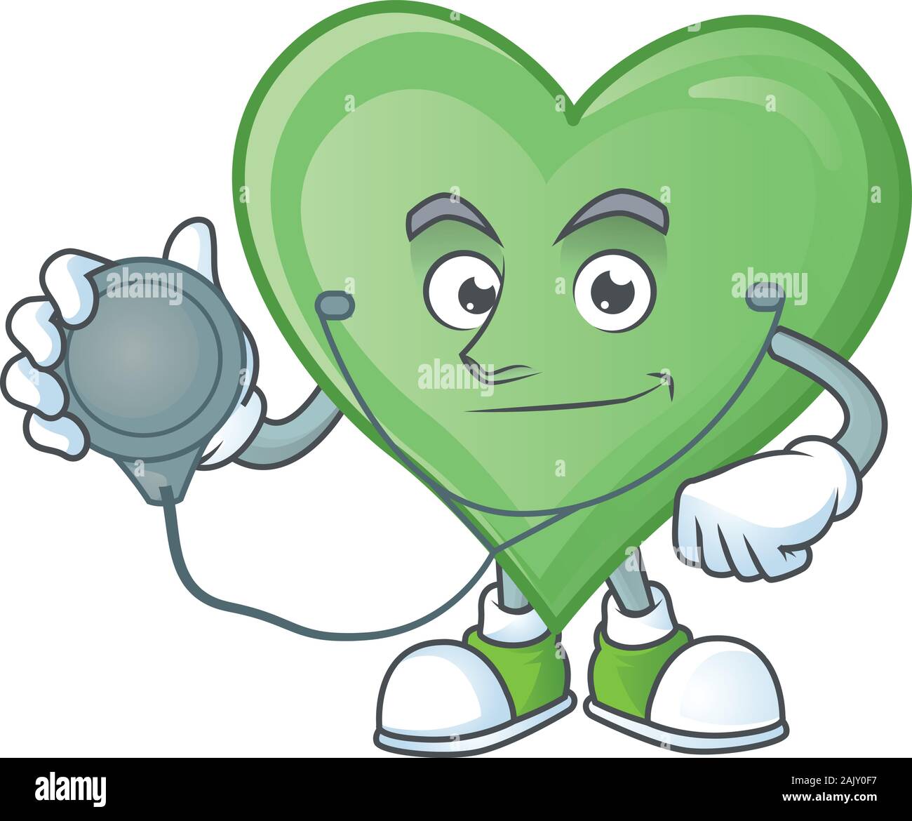 Green love cartoon character style in a Doctor costume with tools Stock ...