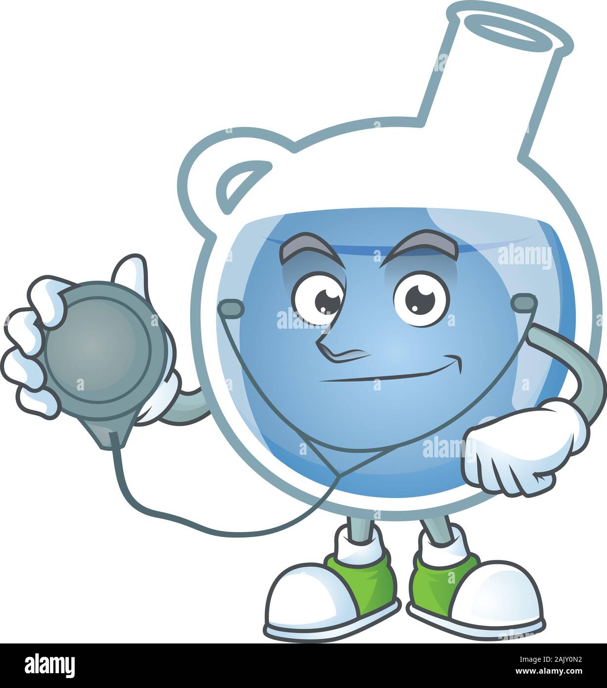 Blue potion cartoon character style in a Doctor costume with tools ...